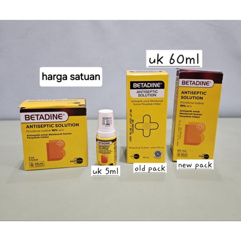 Jual BETADINE antiseptic solution antiseptik luka povidone 10% 5ml / 60ml | Shopee Indonesia