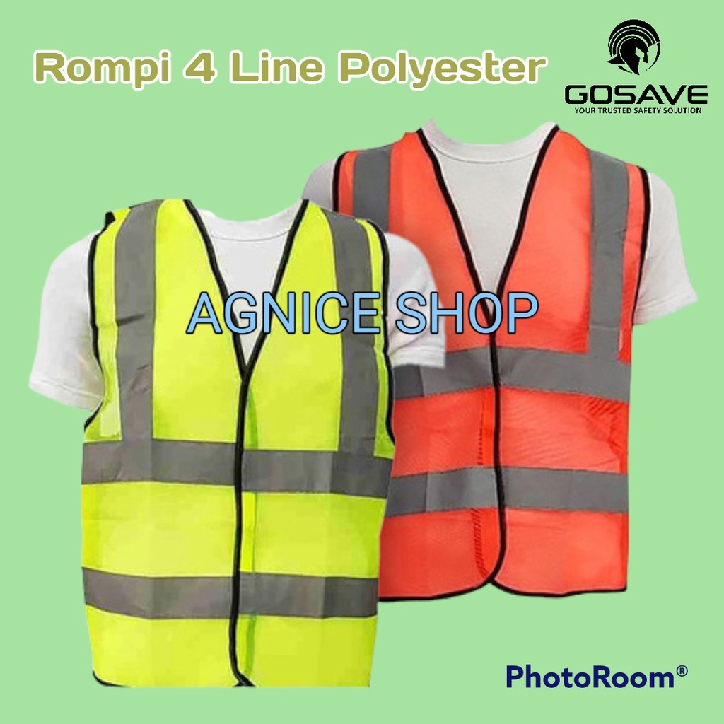 Jual Rompi Safety 4 line Polyester Safety Vest Rompi Proyek Polister ...