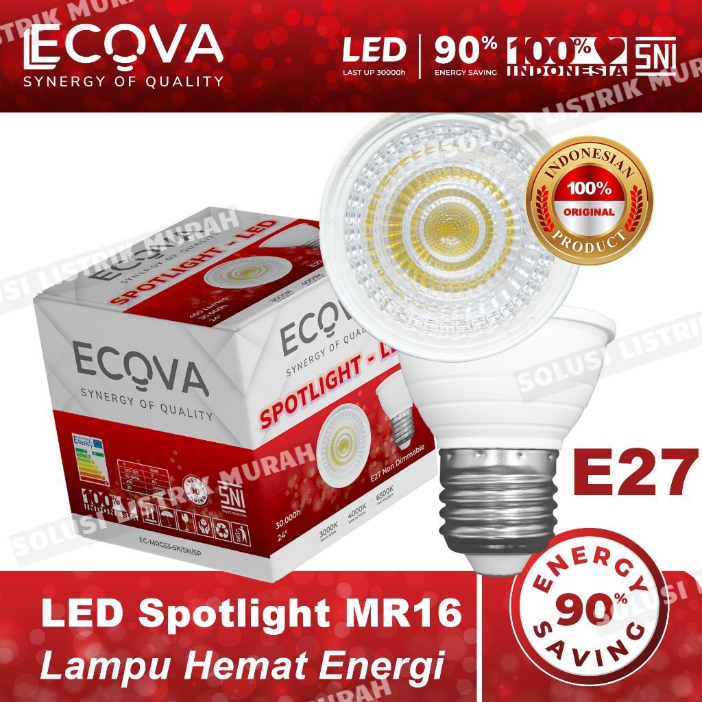 Jual ECOVA Lampu LED Spotlight MR 16 5W 7W Fitting E27 Terang Hemat Energi Dekoratif | Shopee ...
