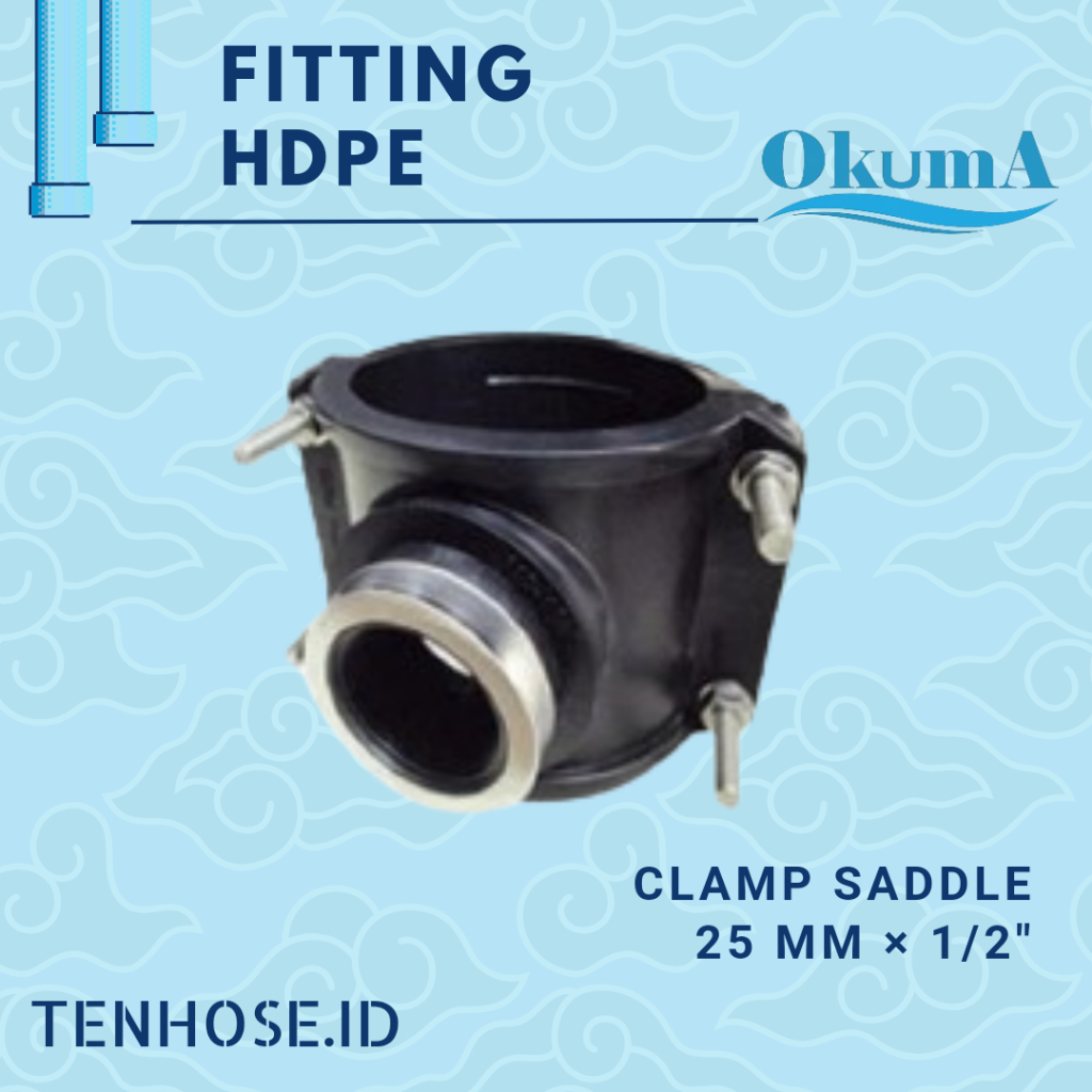 Jual Fitting HDPE Clamp Saddle Merk OKUMA Ukuran 25 MM × 1/2" Inch Compression | Shopee Indonesia