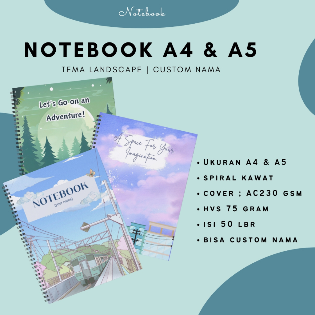 Jual Notebook A4 A5 Custom Nama Grid Buku Tulis Sekolah Jurnal Harian ...