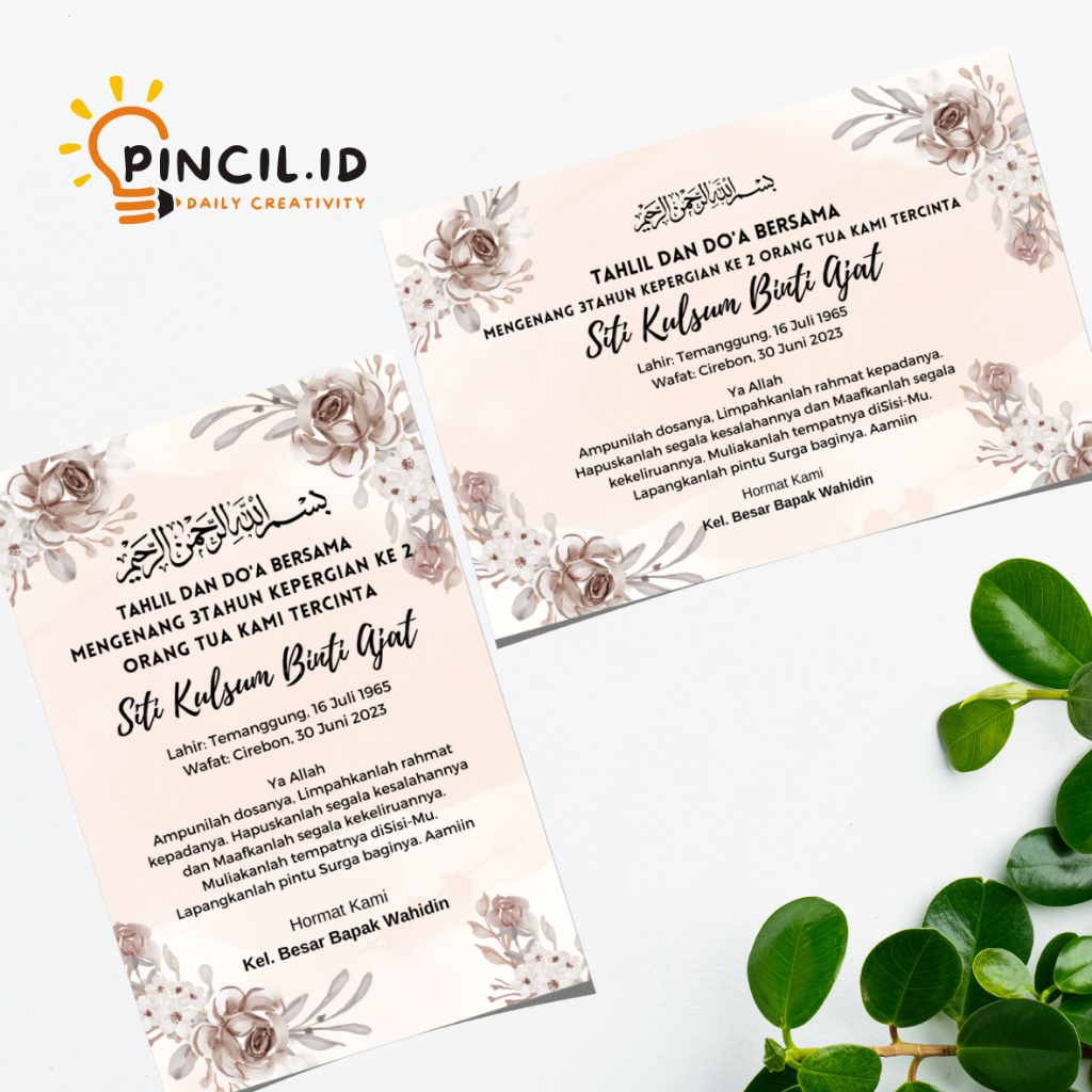 Jual KARTU TAHLIL, STIKER TAHLILAN, KARTU BESEK, KARTU SOUVENIR ...