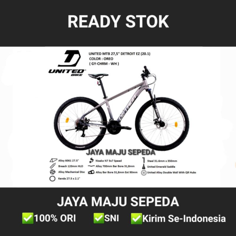 Jual Sepeda Gunung MTB United Detroid EZ 27,5 Inch Alloy 3x7sp | Shopee ...