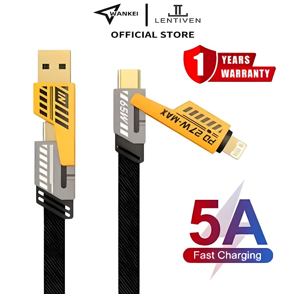 Jual WANKEI LENTIVEN Kabel Data 4 in 1 Fast Charging HP Kabel Casan ...