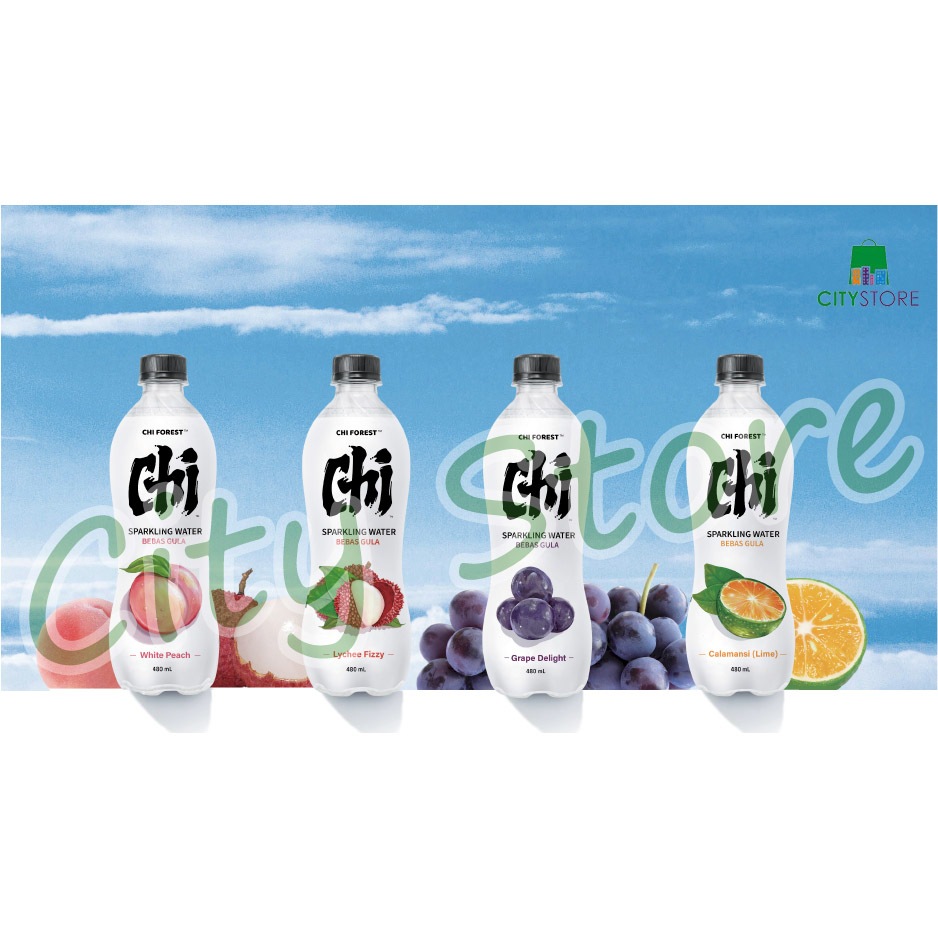 Jual [4 VARIAN] CHI Forest Sparkling Water White Peach Lychee Fizzy Calamansi Lime Grape Delight ...