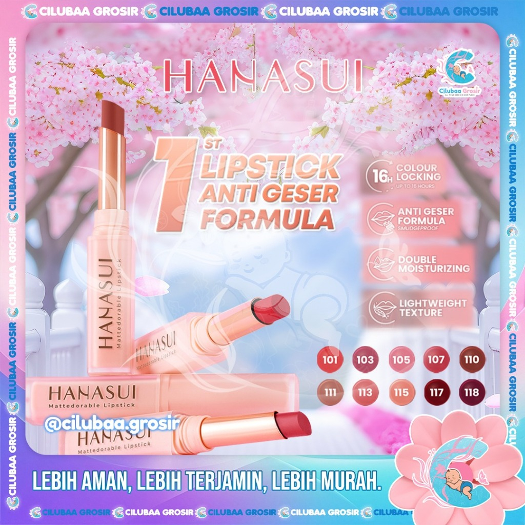 Jual Hanasui Mattedorable Lipstick 10 Shade || Hanasui Mattedorable ...