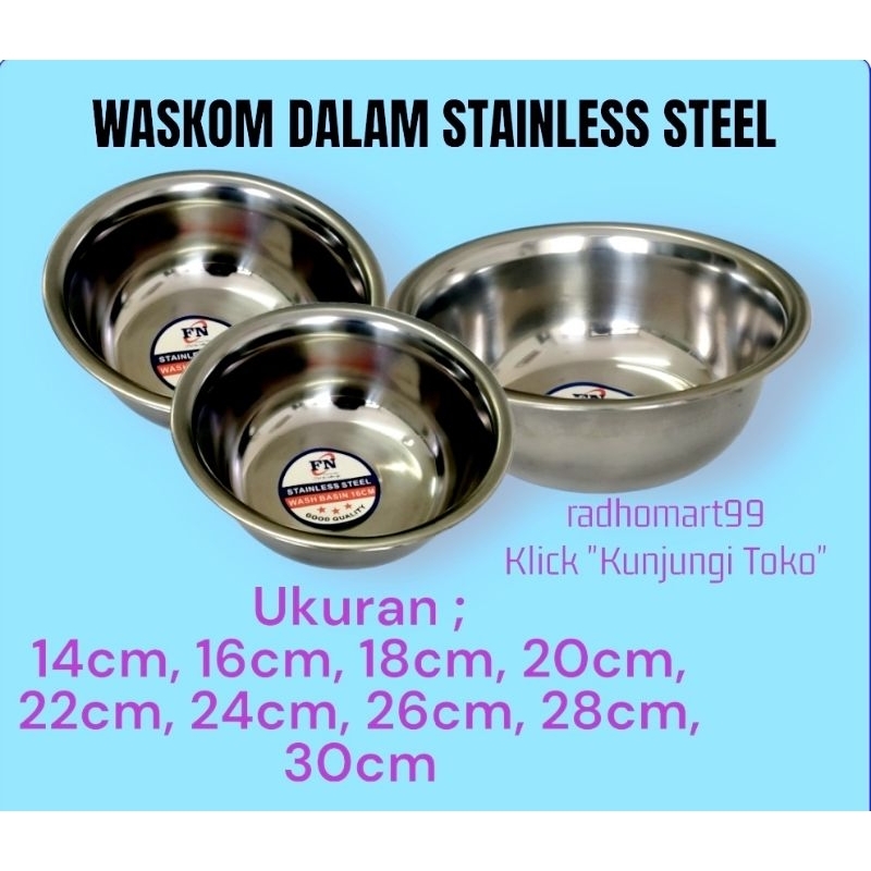 Jual WASKOM DALAM STAINLESS 16,18, 26, 30cm Produk Fn (1pcs) | Shopee ...