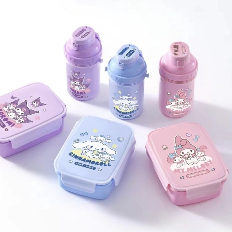 Jual Set Kotak Makan Anak | Tempat Bekal Free Botol Sanrio | Set Lunch Box Sanrio | Kotak Makan ...