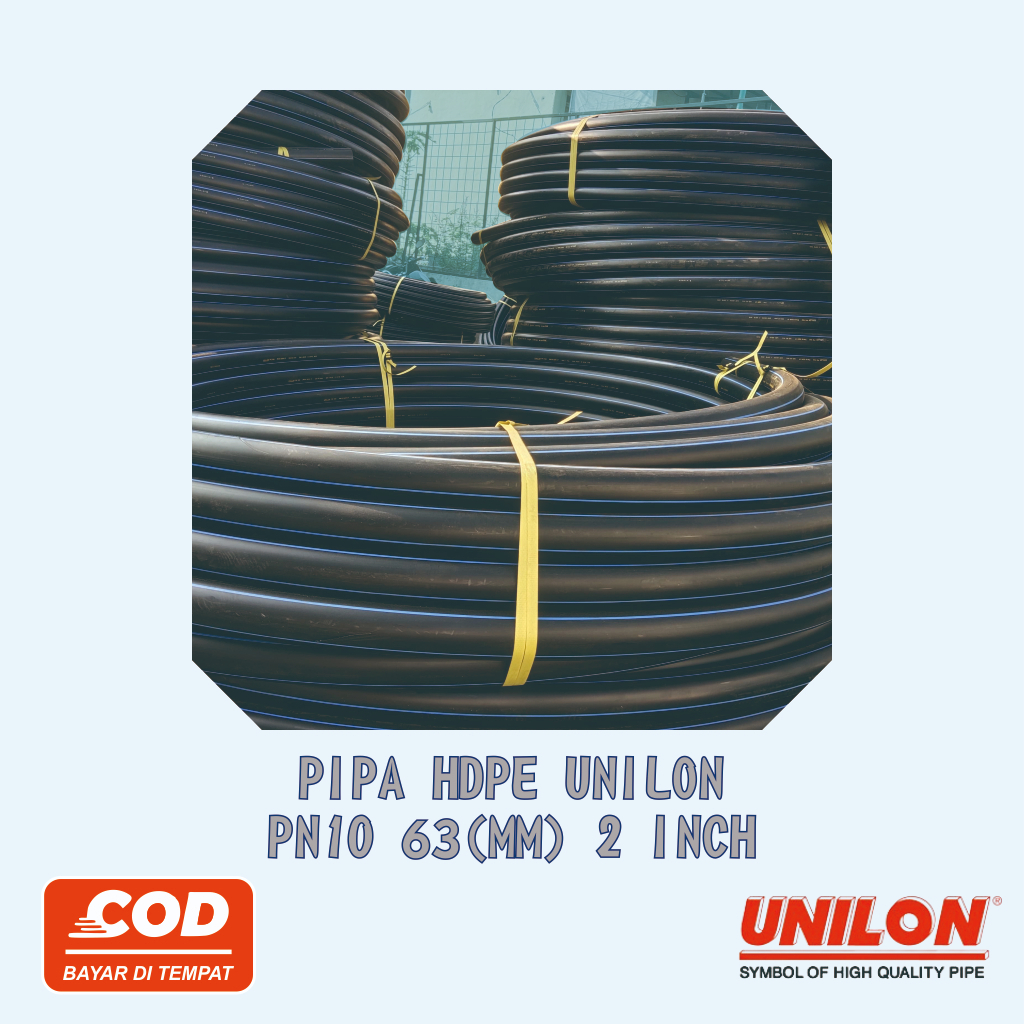 Jual Pipa HDPE Unilon - 2 Inch SDR 17 PN (10) 63 mm (100 Meter) | Shopee Indonesia