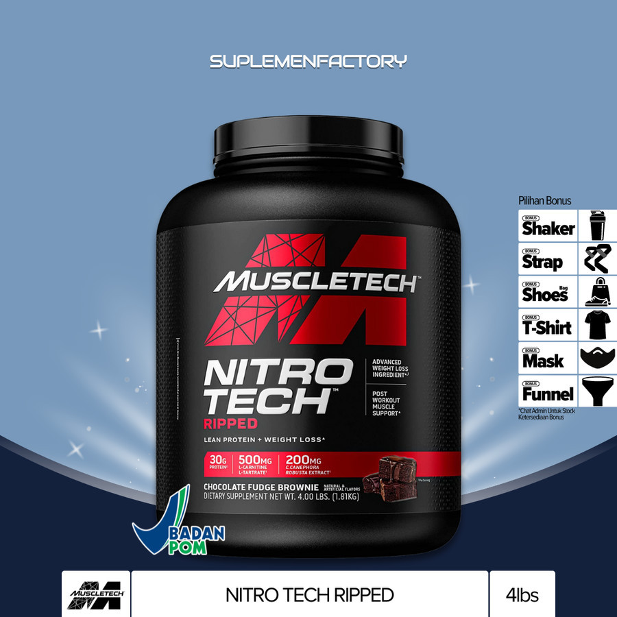 Jual Muscletech Nitrotech Ripped 4 Lbs Whey Protein Isolate Fat Loss ...