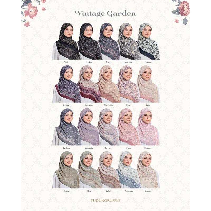 Jual Tudung Ruffle Ready Stock! Vintage Garden Series Hijab Original ...