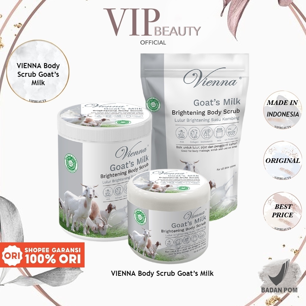 Jual VIENNA Body Scrub Goat’s Milk - 250g | 1kg Pouch / Jar | Shopee ...