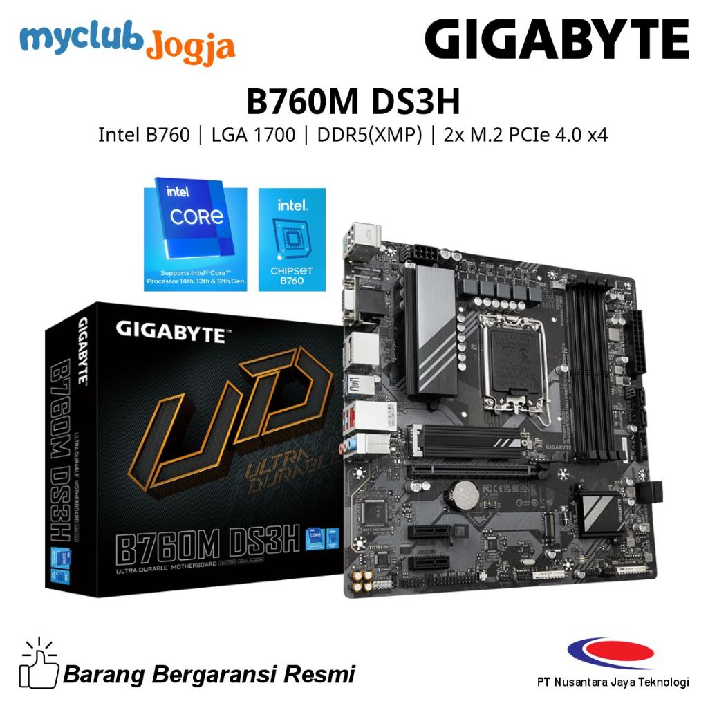 Jual GIGABYTE B760M DS3H | Motherboard Intel B760 | LGA 1700 | DDR5 XMP | M2 NVMe | DisplayPort ...