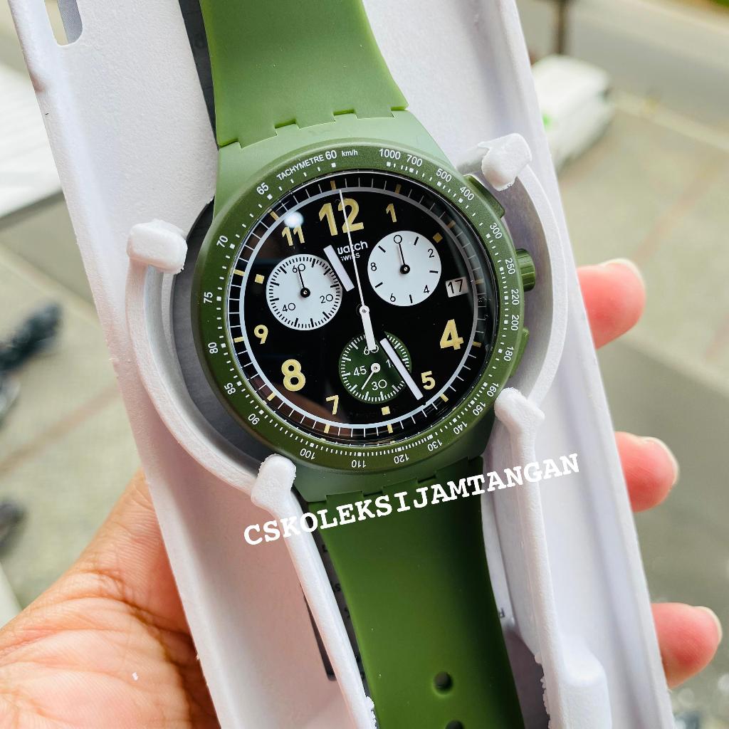 Jual JAM TANGAN PRIA SWATCH SUSG406 NOTHING BASIC ABOUT GREEN ORIGINAL ...