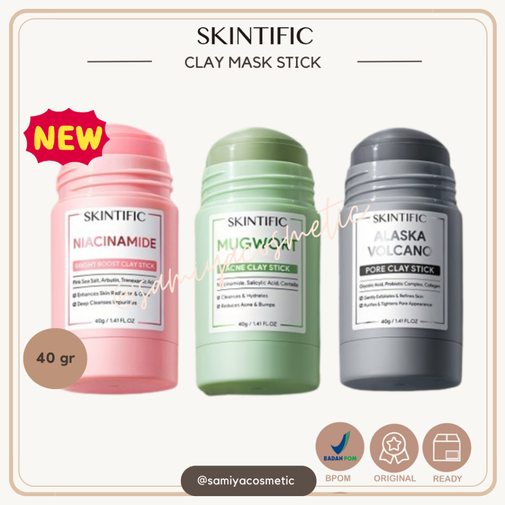Jual SKINTIFIC Niacinamide Bright Boost Clay Stick / SKINTIFIC Mugwort ...