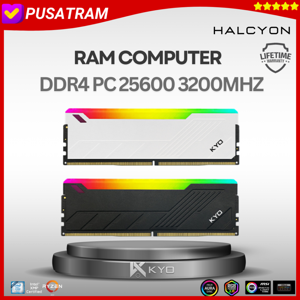 Jual RAM KOMPUTER KYO HALCYON RGB DDR4 PC 25600 3200Mhz 16GB 2x8GB DUAL ...