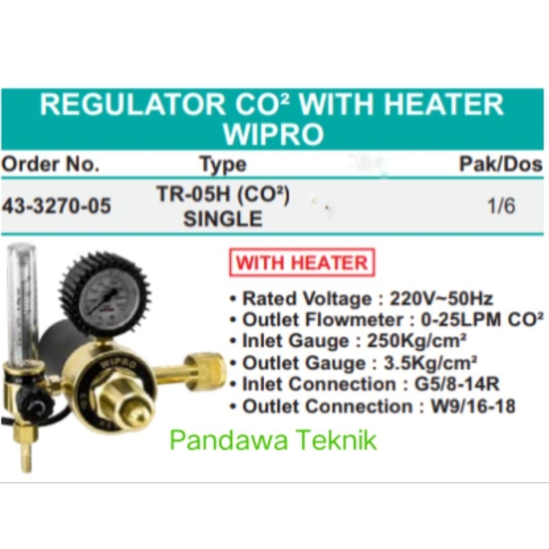 Jual Regulator las gas CO2 with heater wipro TR05H | Shopee Indonesia