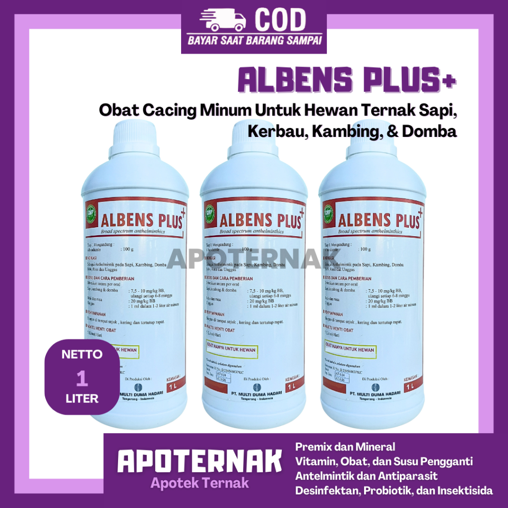 Jual ALBENS PLUS 1 LITER - Obat Cacing Sapi Cair - Obat Cacing Minum ...