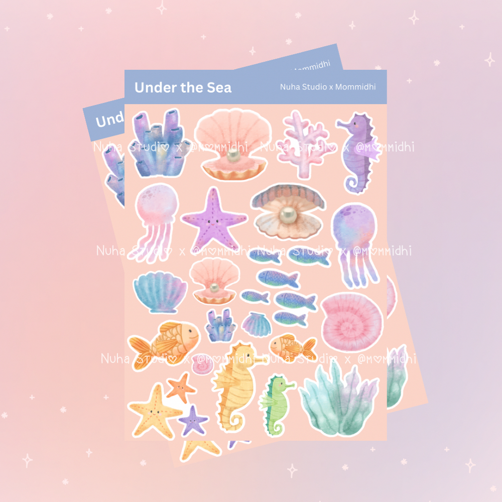 Jual Sticker by Mommidhi | Under The Sea Bawah Laut Ikan Kerang Ubur ...