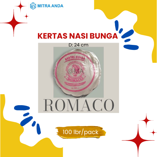 Jual Kertas Nasi Bunga D:24 cm ROMACO Pink isi 100 lbr | Shopee Indonesia