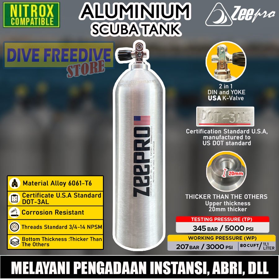 Jual Tabung Selam Zeepro USA 80 Cuft 11.1Liter Tabung Scuba Diving Tank ...