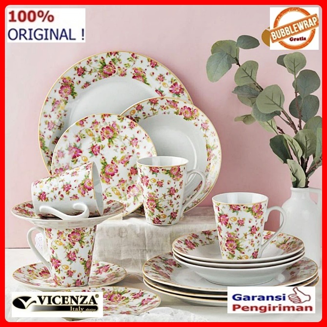 Jual Piring Makan Set Dinner Set Perlengkapan Makan Set 16 Pcs Vicenza ...