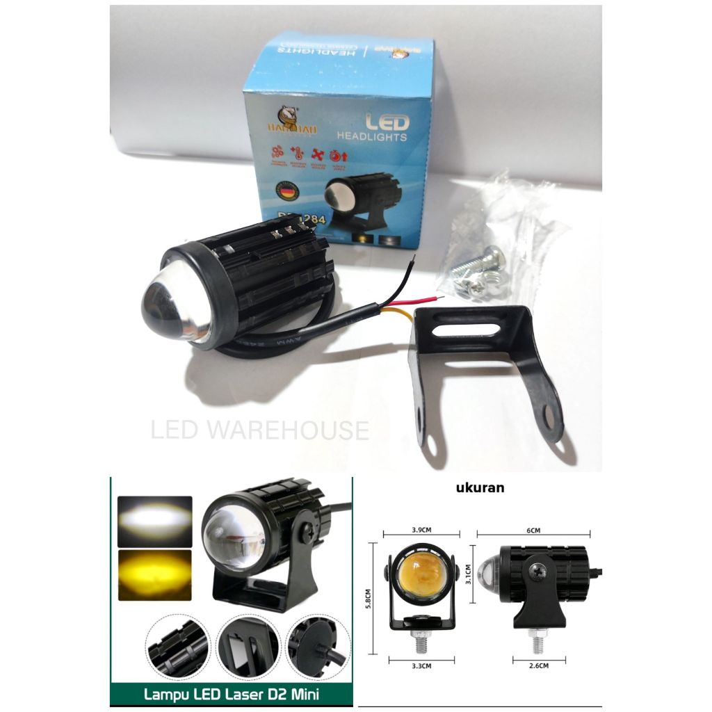 Jual Lampu Tembak Laser Led Mini 2 Warna 12V-24V PUTIH KUNING UNIVERSAL ...