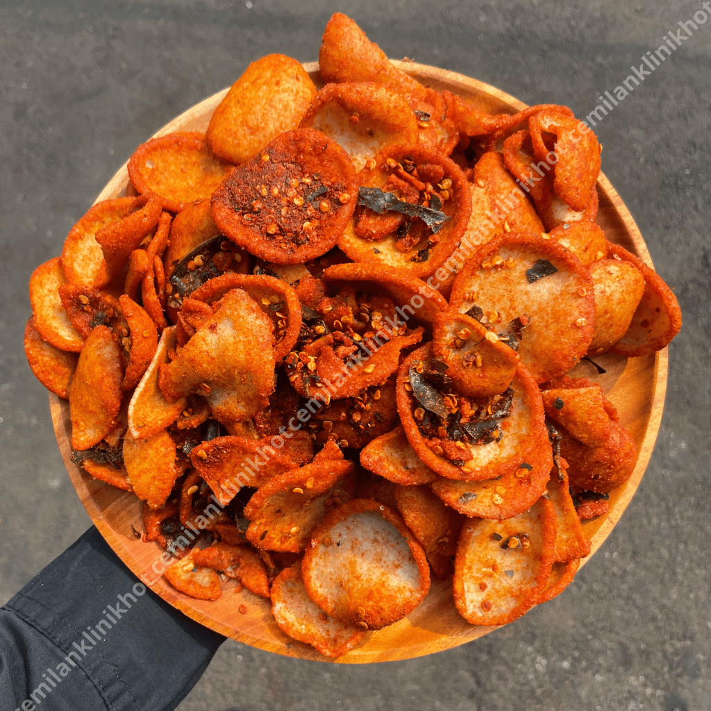 Jual Basreng Bulat/koin extra Pedas Daun Jeruk tanpa ikan Isi 1Kg ...