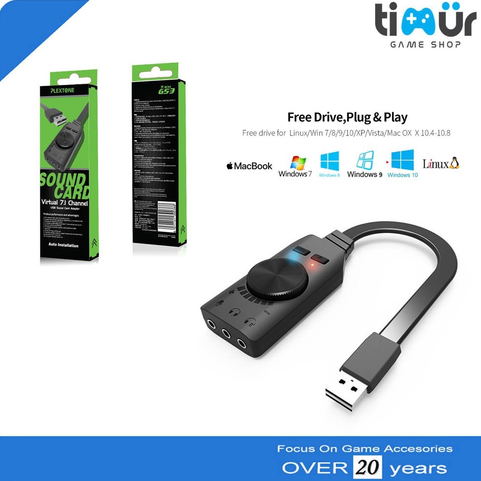 Jual MURRRMERRR Sound Card USB Adapter 71 Surround Virtual GS3 Plextone ...
