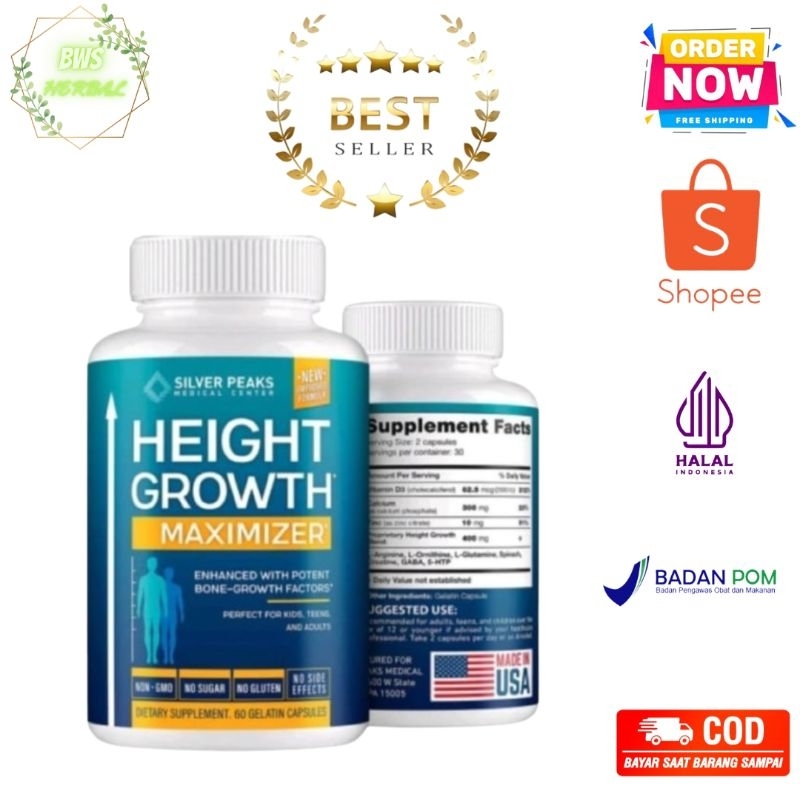 Jual HEIGHT GROWTH MAXIMIZER ASLI 100% OBAT PENINGGI BADAN HERBAL SUPER ...