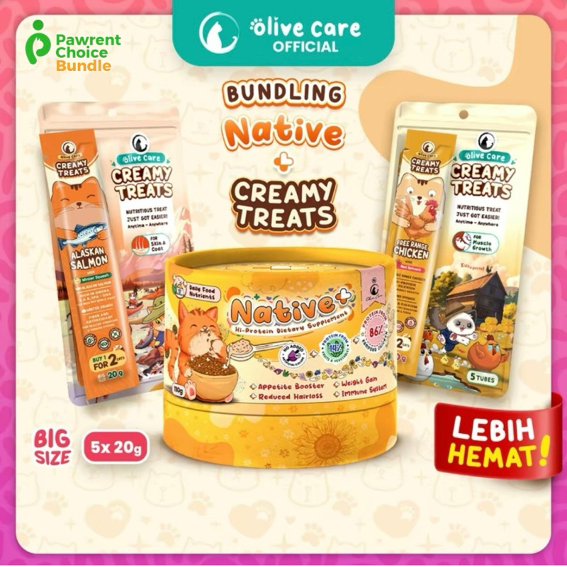 Jual [BUNDLE NATIVE + POUCH SNACK] OLIVE CARE - NATIVE+ Vitamin Kucing ...