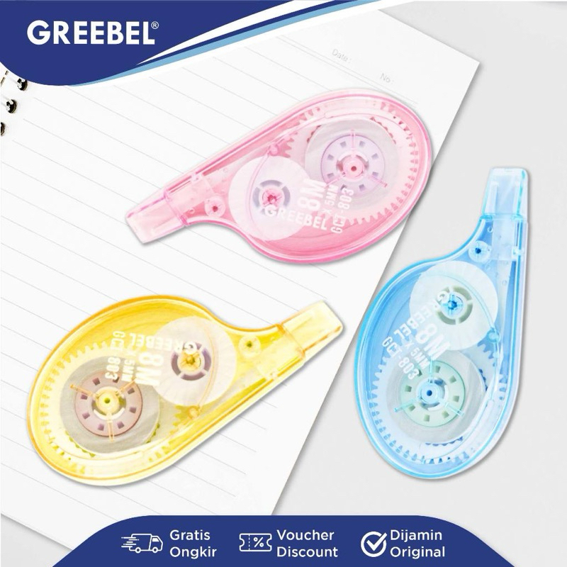 Jual GREEBEL Correction Tape GCT-803 Pastel Lucu / Tip-ex Kertas Roll ...