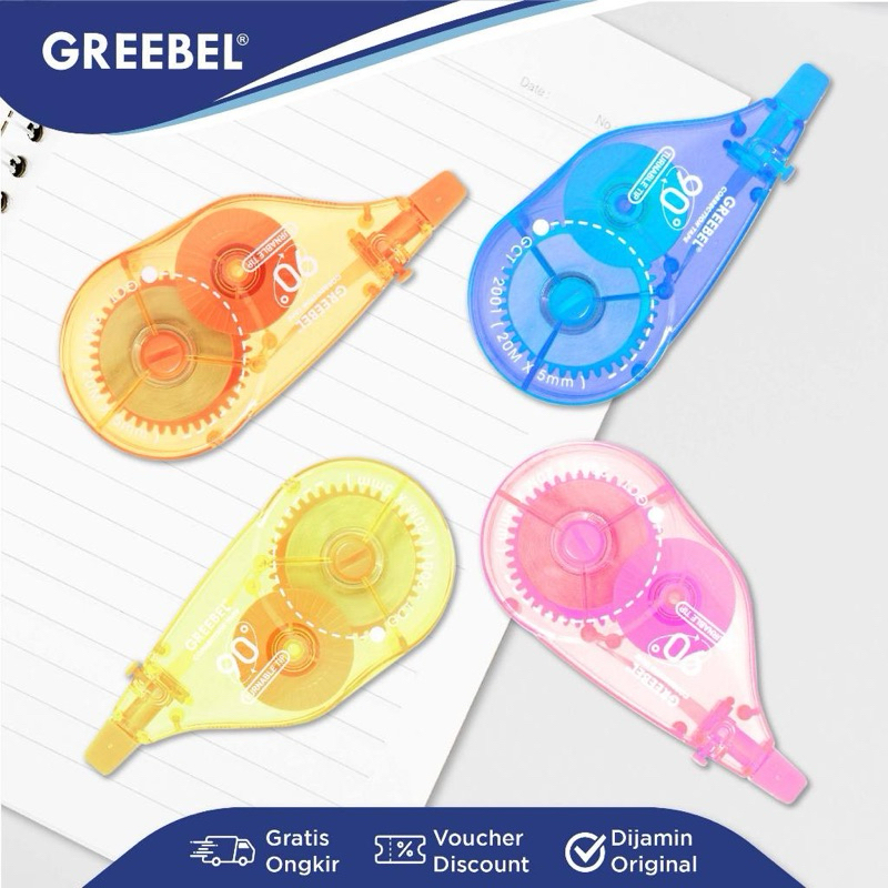 Jual GREEBEL Correction Tape GCT-2001 / Tip-ex Kertas Roll, Tipe X ...