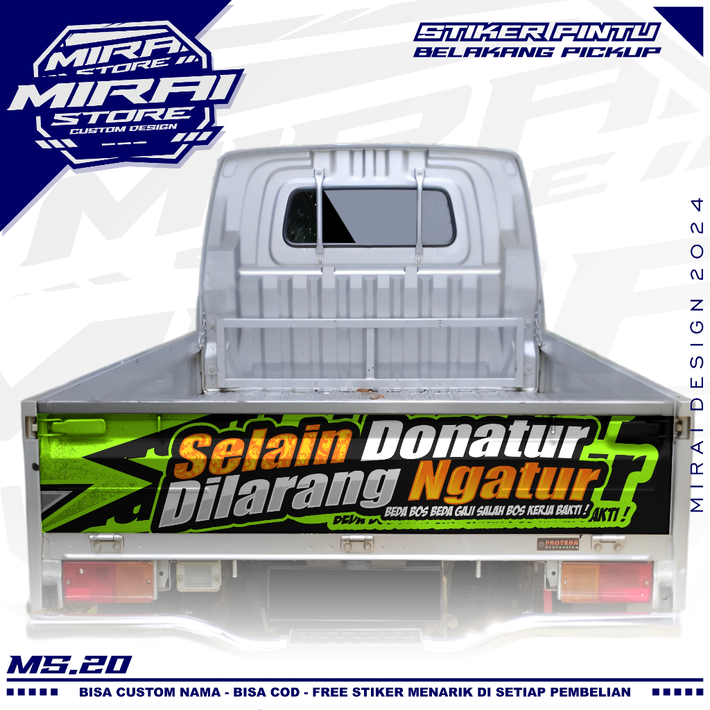 Jual Stiker Custom Pintu Belakang Mobil Pickup SELAIN DONATUR DILARANG NGATUR Bisa Tulis Kata ...