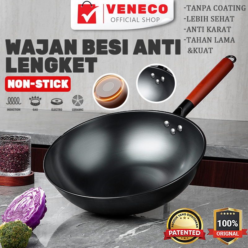 Jual Wajan Besi Hitam Anti Karat & Anti Lengket 32cm / Wajan Enamel ...