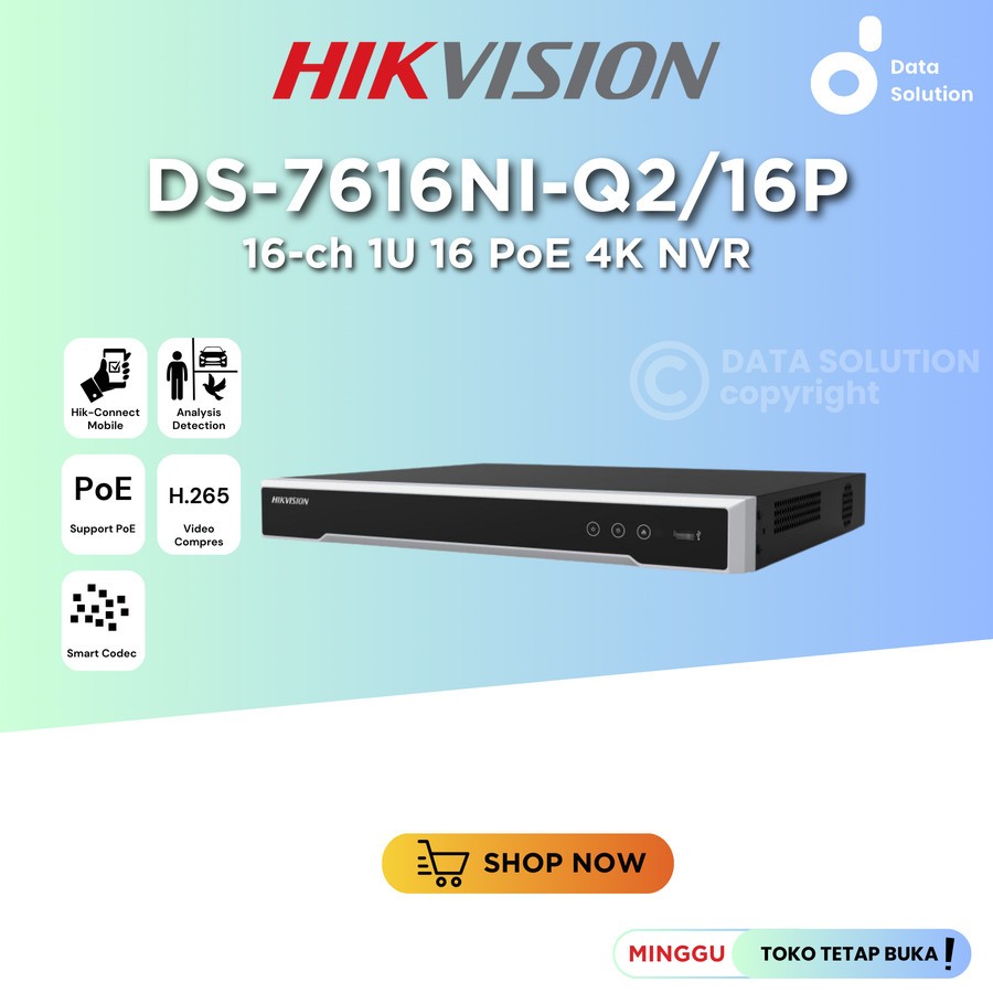 Jual Hikvision NVR DS-7616NI-Q2/16P 16-ch 1U 16 PoE Network Video ...