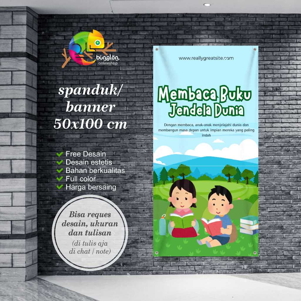 Jual Spanduk Banner Membaca Buku Jendela Dunia Free Design | Shopee ...