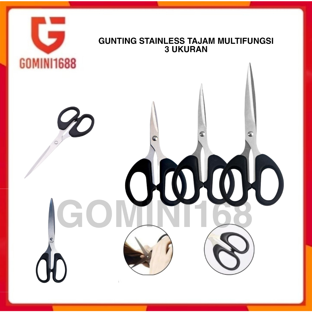 Jual Gunting Stainless Steel Serbaguna Warna Hitam Dengan 3 Ukuran ...