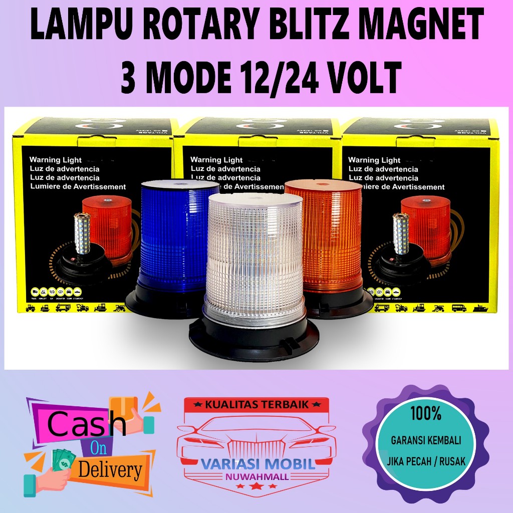 Jual Lampu Rotary Rotari Led Flash Blitz Warna Biru Merah Putih Hijau ...