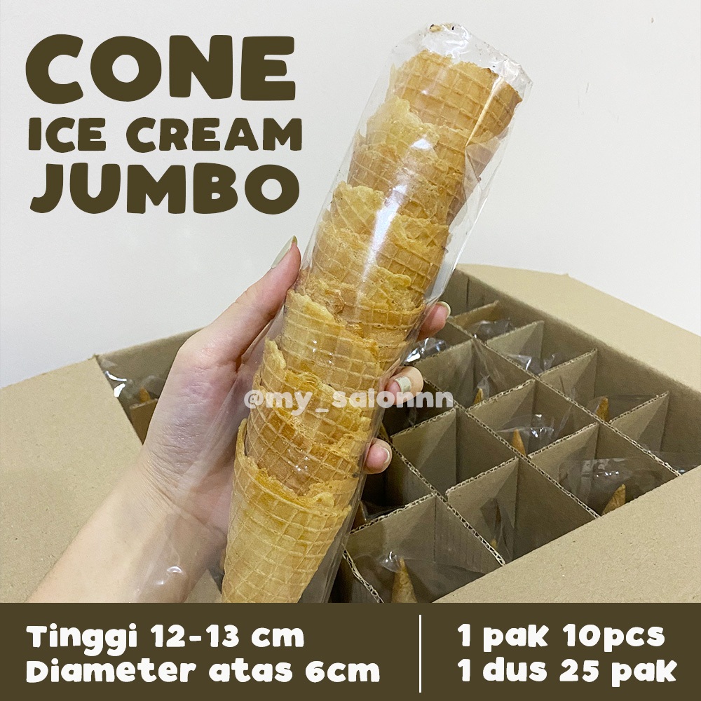 Jual Cone Ice Cream Waffle isi 10pcs Jumbo Ukuran Es Krim Mixue Wedrink ...