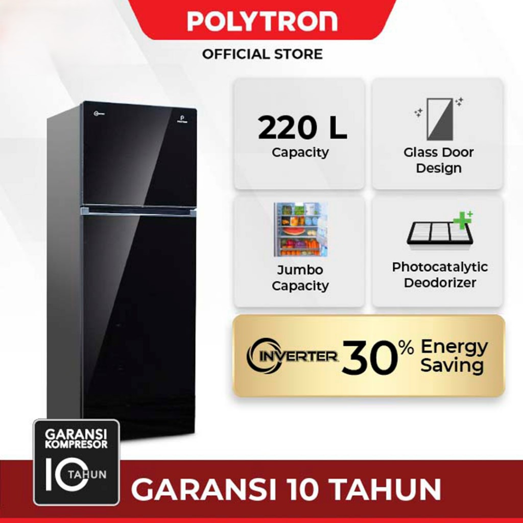 Jual POLYTRON PRW-23 VX Kulkas 2 Pintu Inverter Belleza Jumbo 220 Liter ...