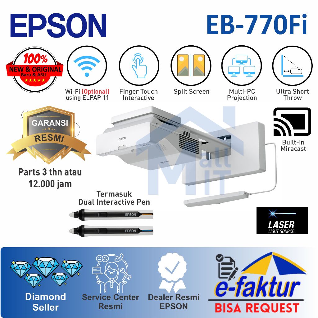 Jual Proyektor Laser EPSON EB-770Fi EB770Fi 770Fi Full HD 4100 Lumens ...