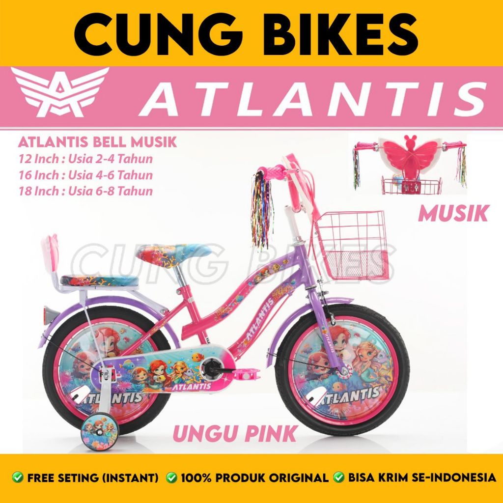 Jual Sepeda Anak perempuan mini ATLANTIS BELL PONY 12- 16 -18 inch ...
