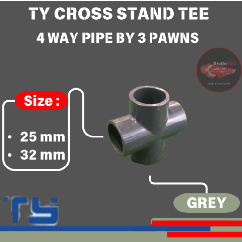 Jual TY Cross Stand Tee Four 4 Way Pipa Pipe U - PVC by 3 Pawns | Shopee Indonesia