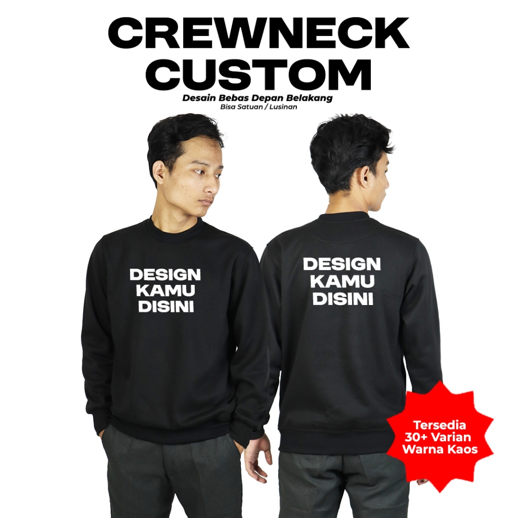 Jual Sweater Custom Sablon Foto dan Gambar 2 Sisi Sweatshirt Crewneck ...