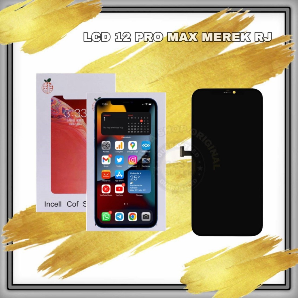Jual LCD FULLSET TOUCHSCREEN 12 PRO MAX MEREK RJ BARU | Shopee Indonesia