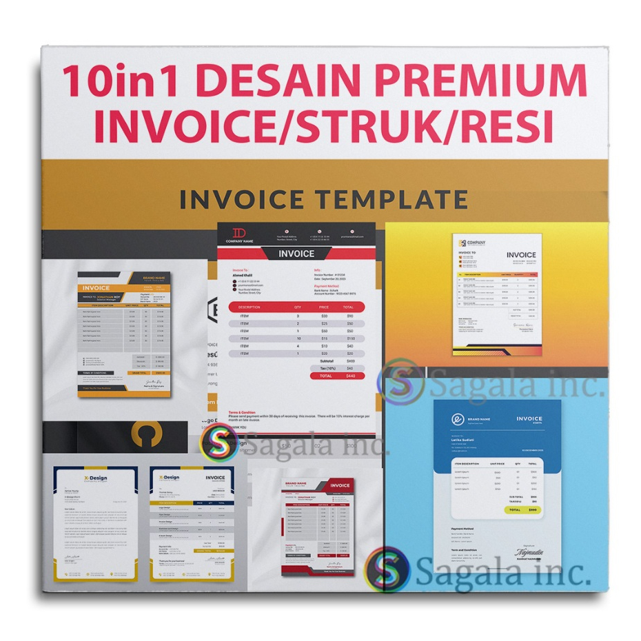 Jual TEMPLATE 10 IN 1 DESAIN INVOICE STRUK RESI - FORMAT EPS CORELDRAW ...