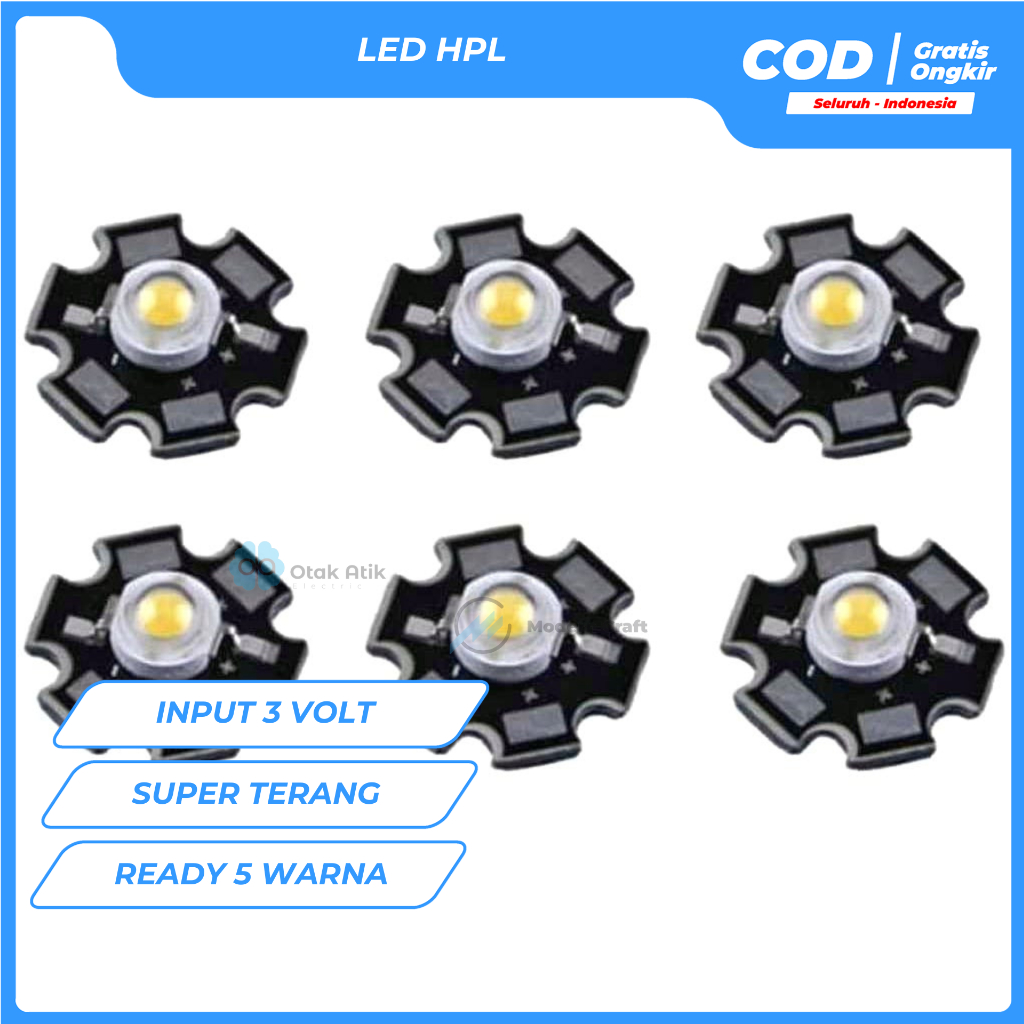 Jual Lampu high power LED HPL 1 WATT dengan pendingin heatsink nyala ...