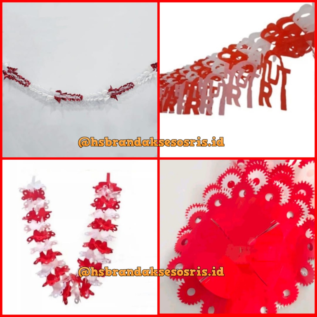 Jual GARLAND MERAH PUTIH / SLINGER TARIK DEKORASI HUT RI / GARLAN TARIK ...