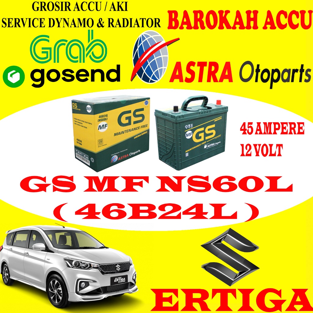 Jual AKI MOBIL SUZUKI ERTIGA GS MF NS60L / 46B24L , 45 AH ASTRA OTOPARTS | Shopee Indonesia